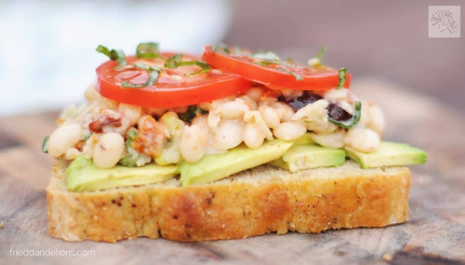 White Bean Salad Sandwich — Fried Dandelions — Plant Based Recipes