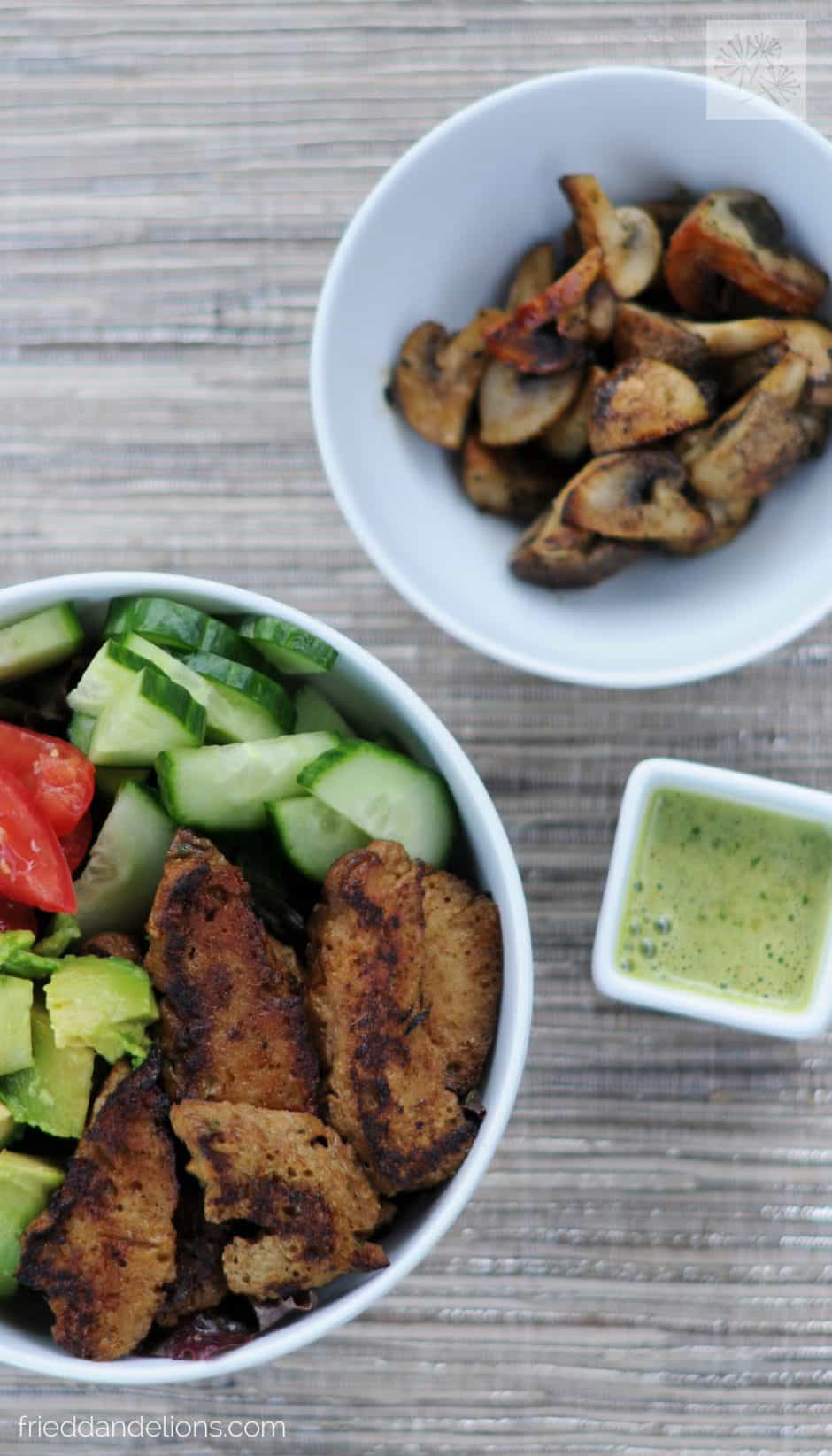 Vegan Steak Salad with Seitan — Fried Dandelions — Plant Based Recipes