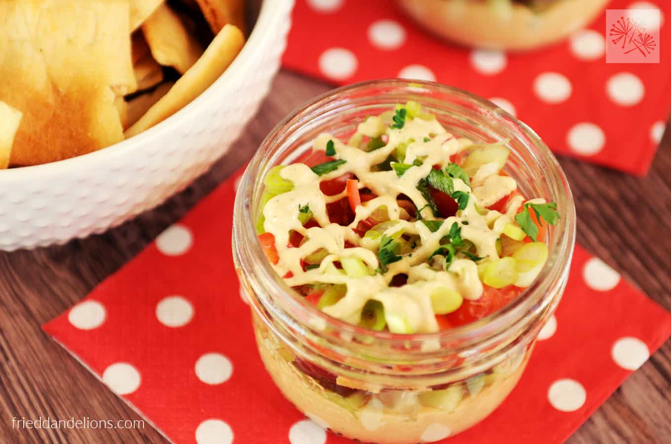 Mediterranean Seven Layer Dip — Fried Dandelions — Plant Based Recipes